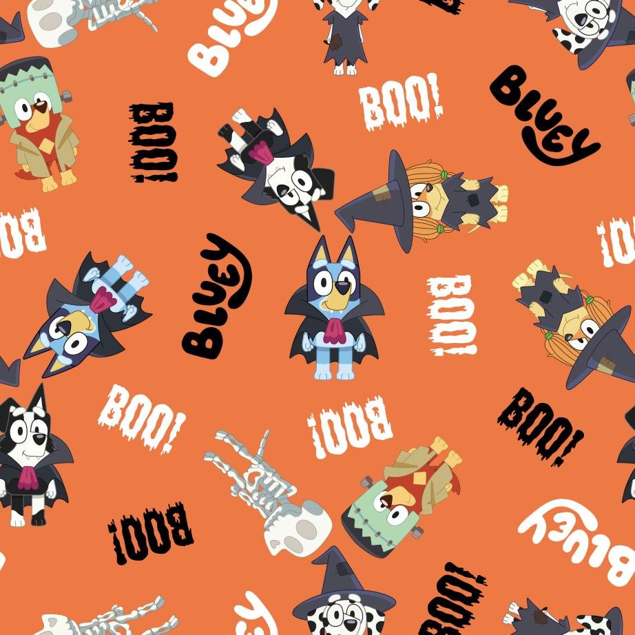 HALLOWEEN BOO! BLUEY & BINGO Cartoon Medical Scrub Top Unisex Style fo ...